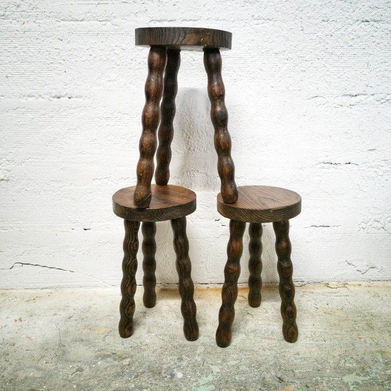 Tabouret en Bois Tourné Tripode | L'Atelier Imparfait